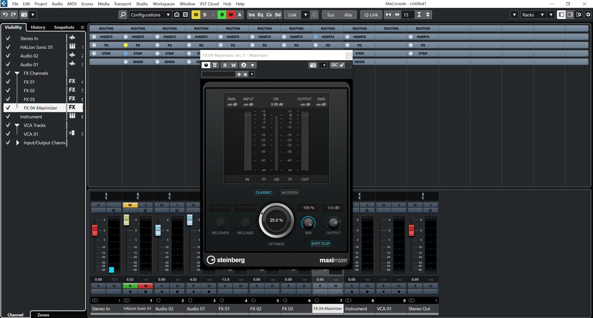Using Cubase 12 mastering plugins: Maximiser and Limiter